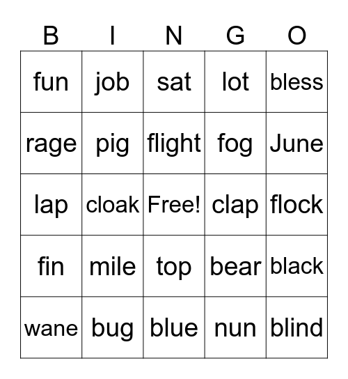 Reading Bingo Card