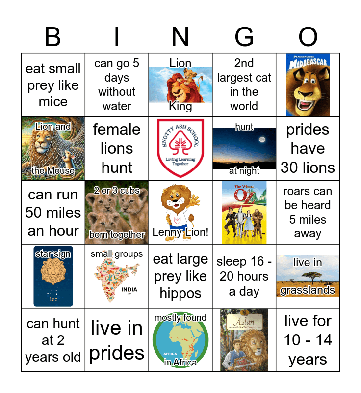Knotty Ash Lion Bingo! Bingo Card
