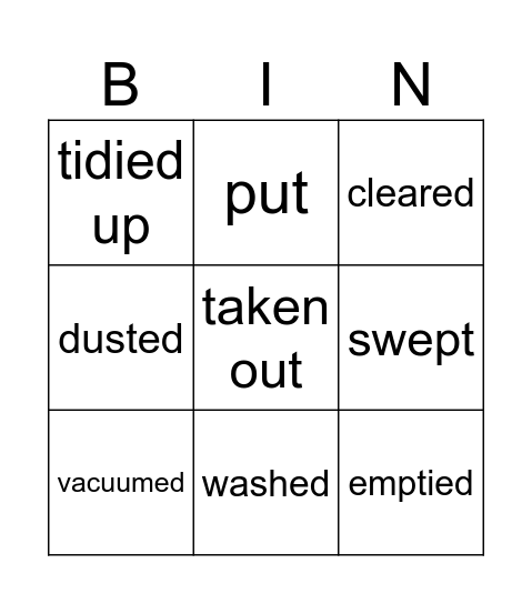 Present Perfect Bingo Card
