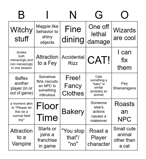 Allison DND Bingo Card