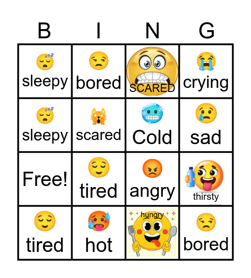 Feelings Bingo Card
