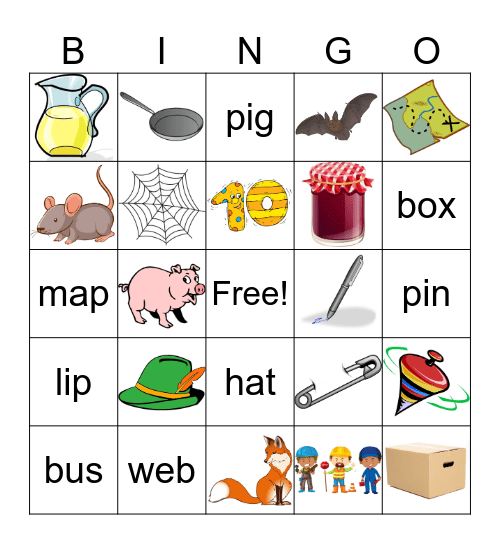 CVC words Bingo Card