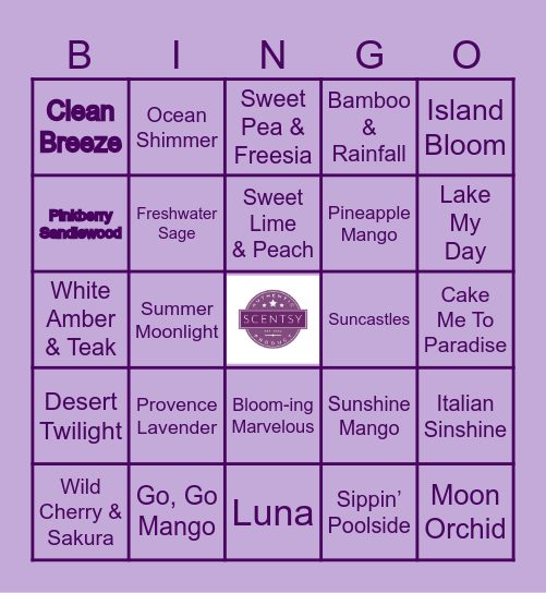 Scentsy Bingo Card