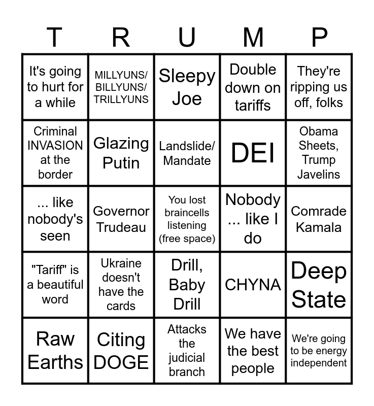 Trump Bingo Card