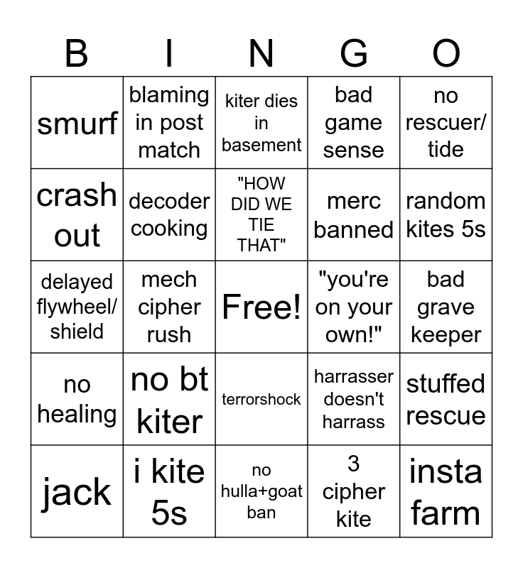 IDV Rank Bingo Card