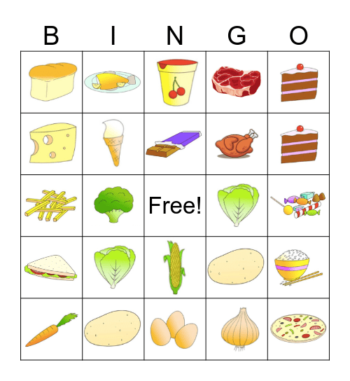FOODS Bingo Card