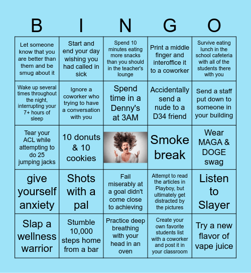Not So Wellness Bingo Card