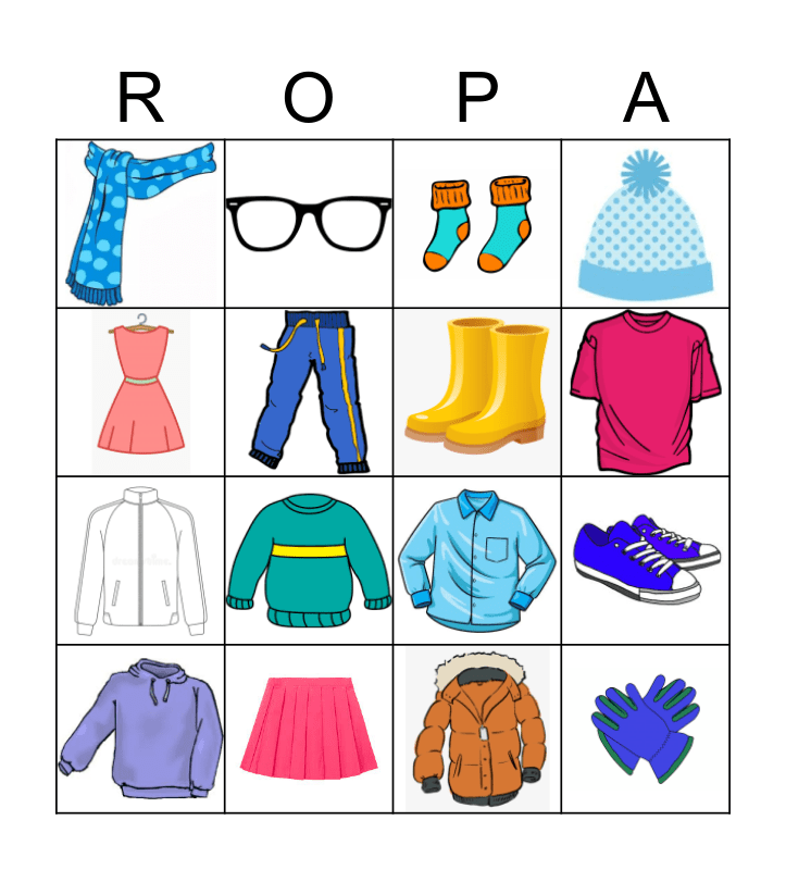 La Ropa Bingo Card