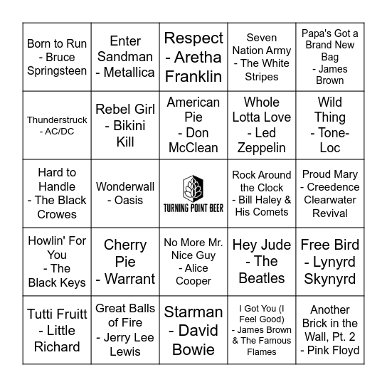Classic Rock Bingo - Round 4 Bingo Card