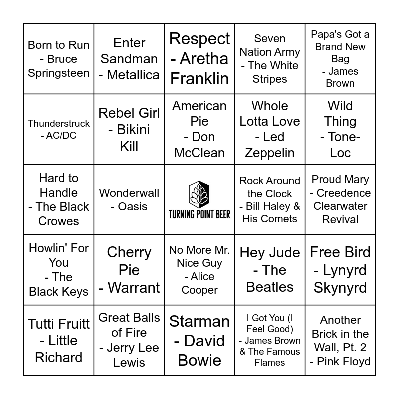 Classic Rock Bingo - Round 4 Bingo Card