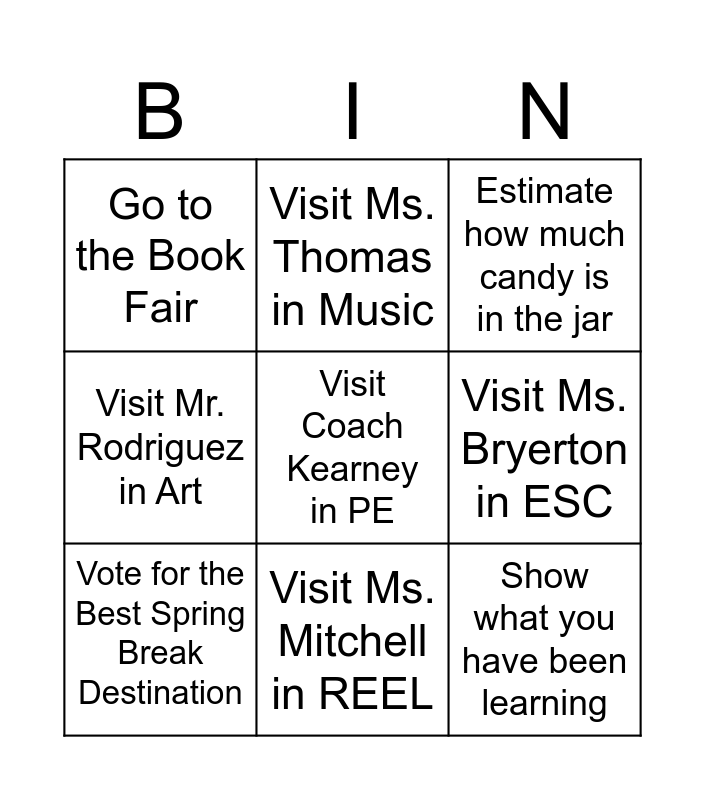 Open House Bingo - Blackout Bingo Card