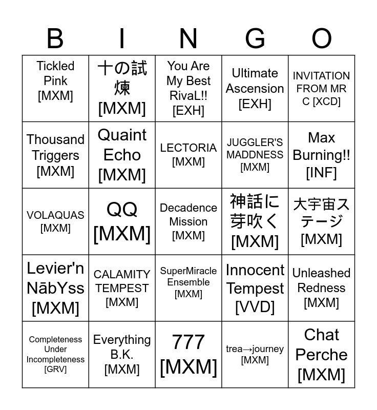 UC Bingo Card
