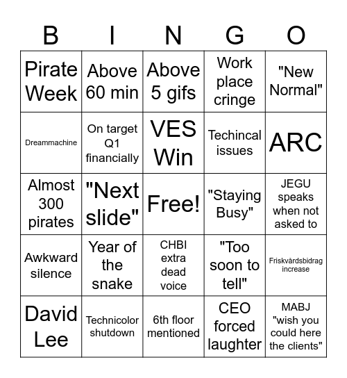 Town Hall Bingo Card