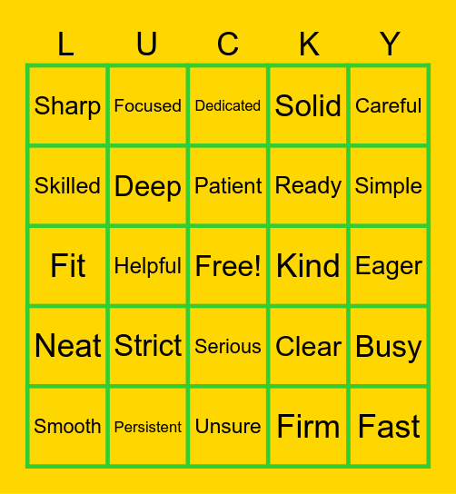 EARN YOUR LUCK BINGO! Bingo Card