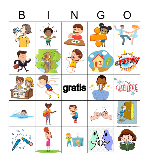 AR, ER, IR Verbs Bingo Card