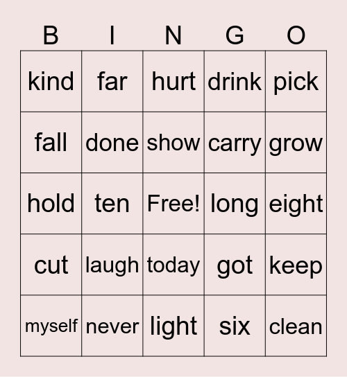 DOLCH BINGO Card