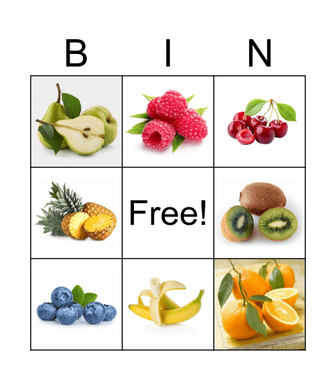 las frutas Bingo Card