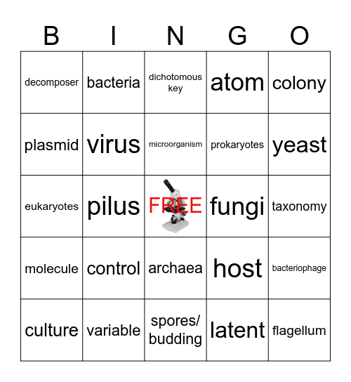 Inv 4 Bacteria, Fungi, Archaea Bingo Card