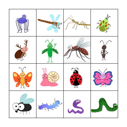 Insect Bingo Card