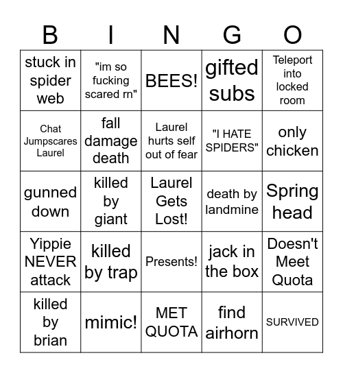LETHAL BINGO Card