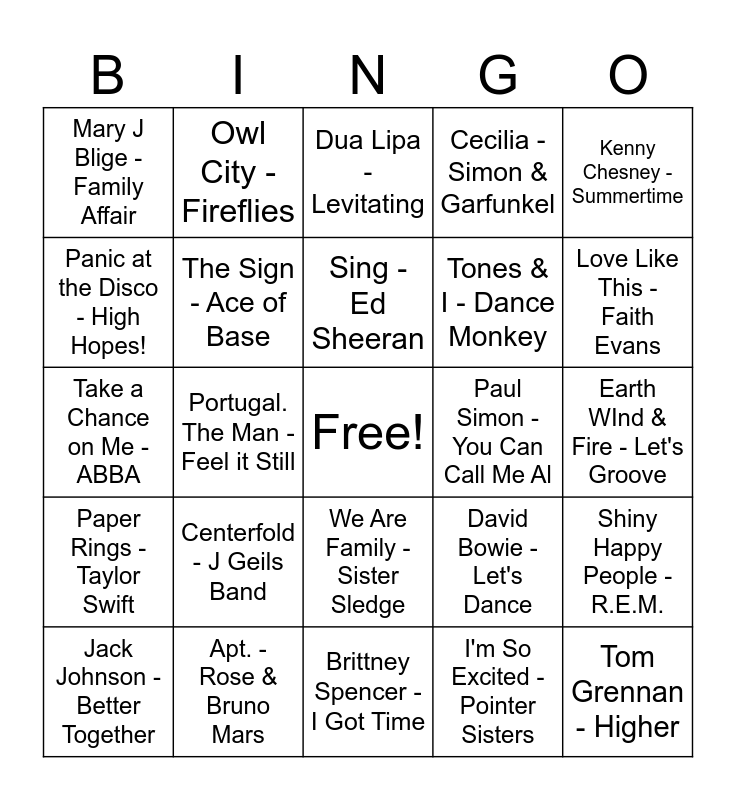 Hold My Beer Trivia - Happy Songs - Smiley Face BINGO Card