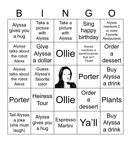 ALYSSA'S BIRTHDAY BINGO Card