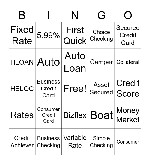 FIRST FINANCIAL BINGO Card