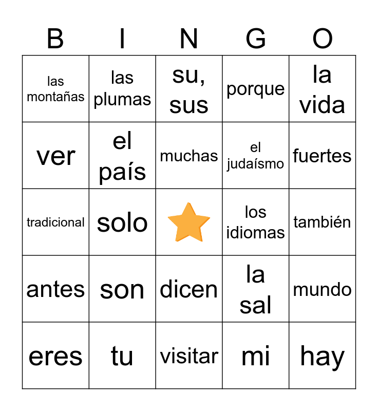 Mi Bolivia (Possessive Adjectives) Bingo Card