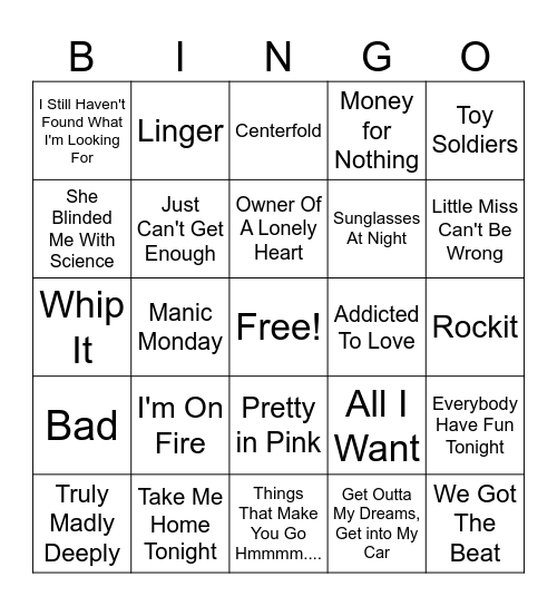 (7MB) Music Bingo Round 4 Bingo Card