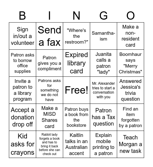 National Library Week Bingo Card