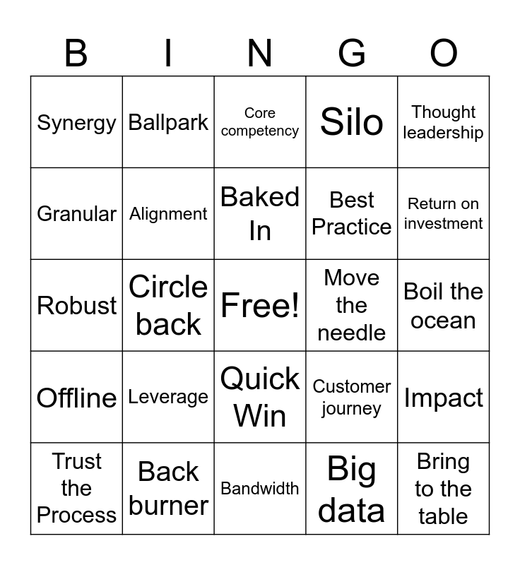 Buzzword Bingo Card