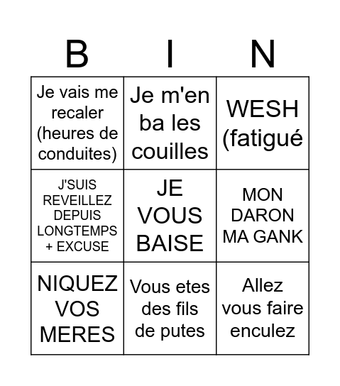 ALAN OUIN OUIN Bingo Card