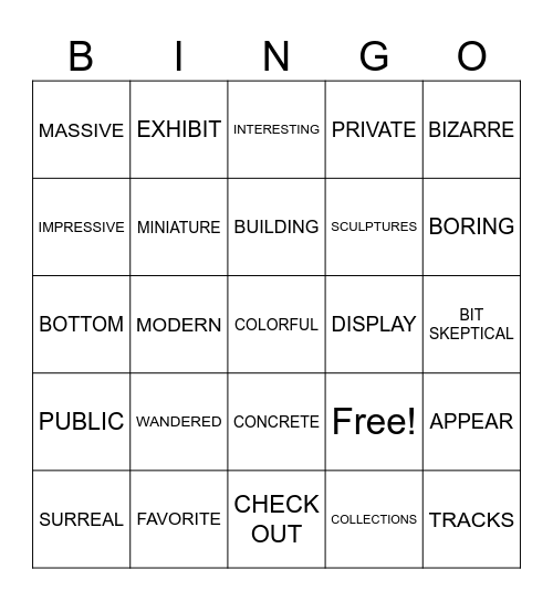 MUSEUM Bingo Card