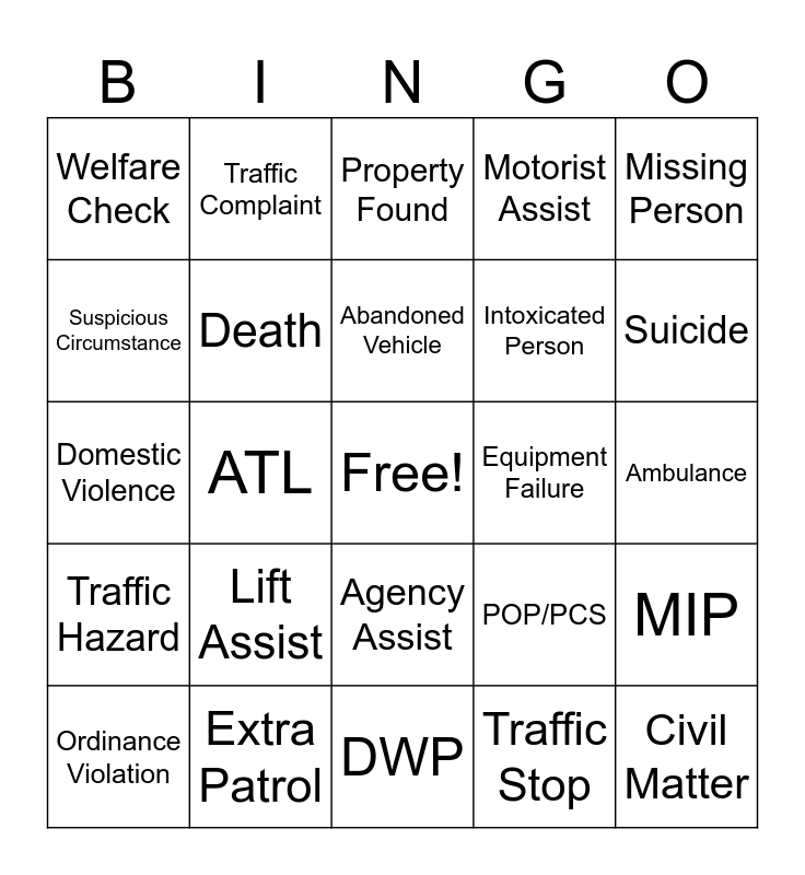 Dispatch Bingo Card