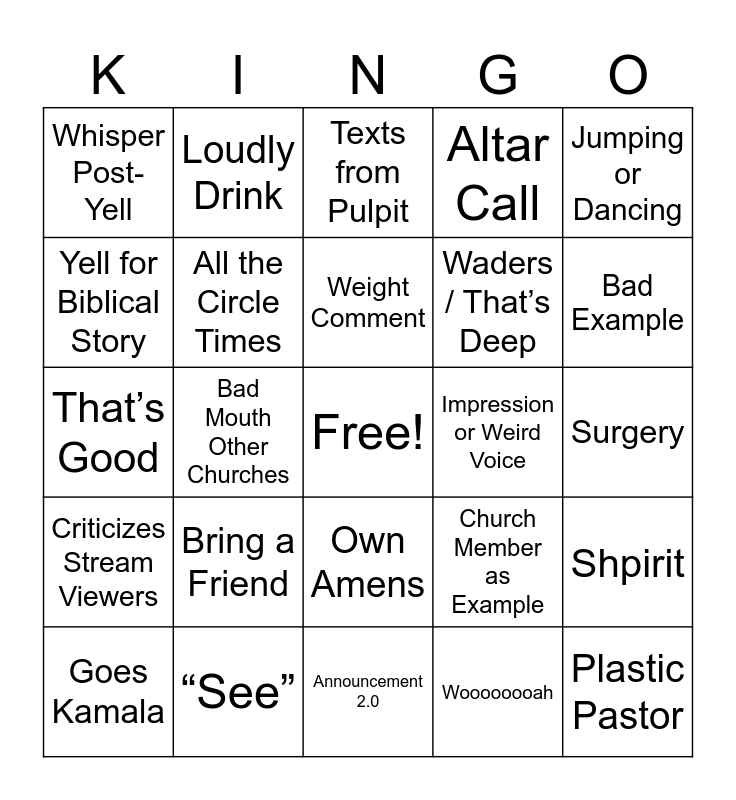 KINGO Bingo Card