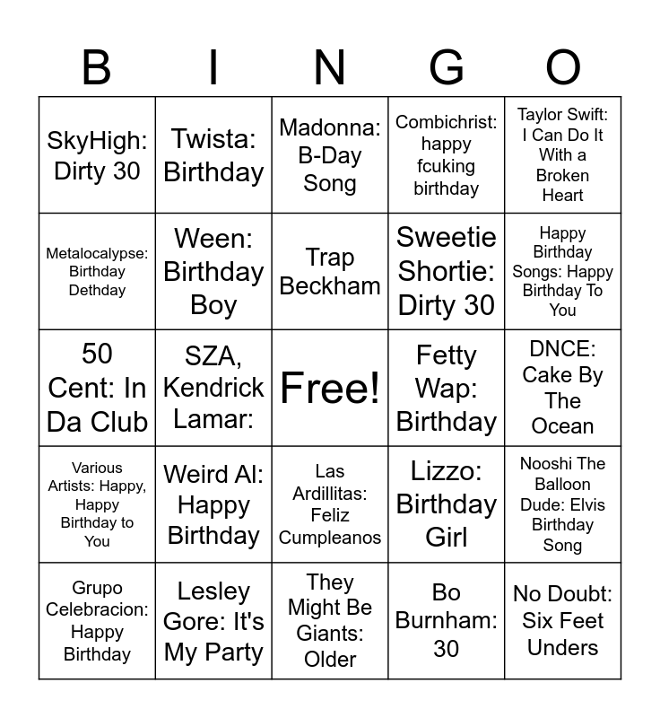 Happy Birthday Seth! Bingo Card