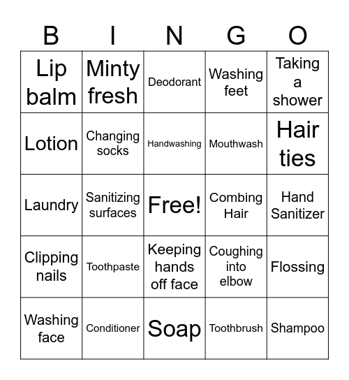 Hygiene BINGO Card