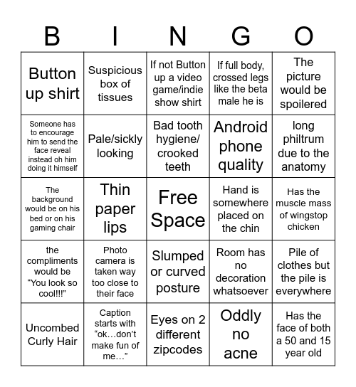 Accursive Face Reveal Bingo Card