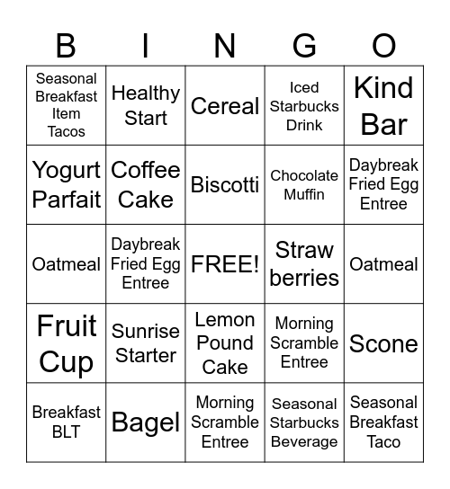 BISTRO BINGO Card
