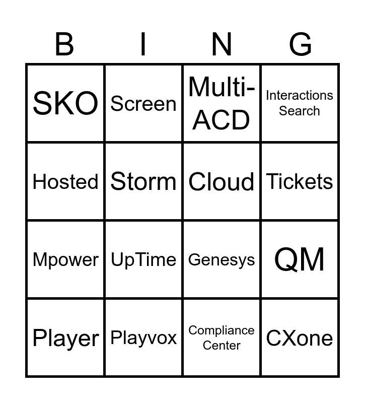 Recording & QM Bingo Card