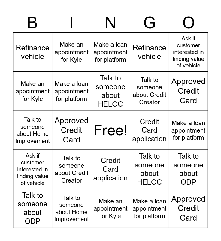 Scatterfield Bingo Card