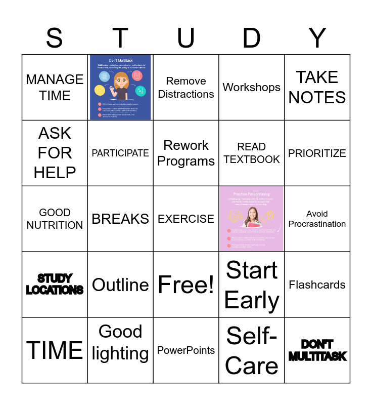 STUDY SKILLS Bingo Card