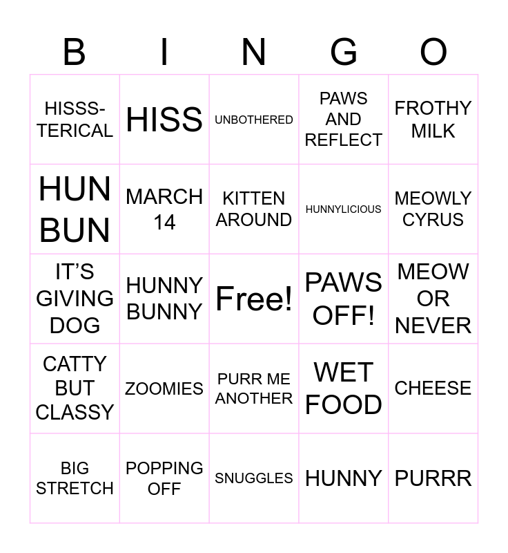 HAPPY BIRTHDAY HUNNY! Bingo Card