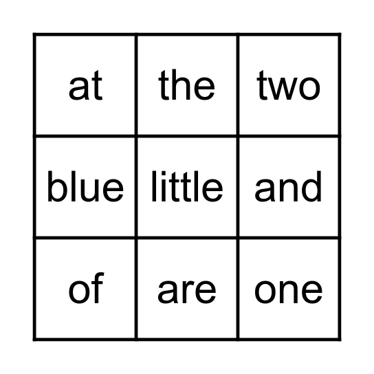 Tricky Word Bingo Card