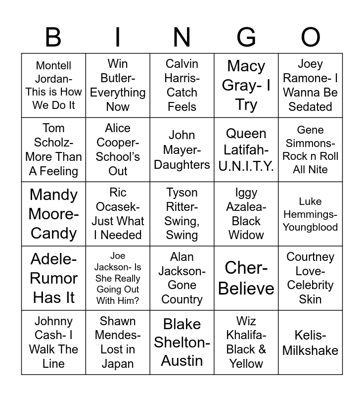 Radio Bingo Tall Ones Bingo Card