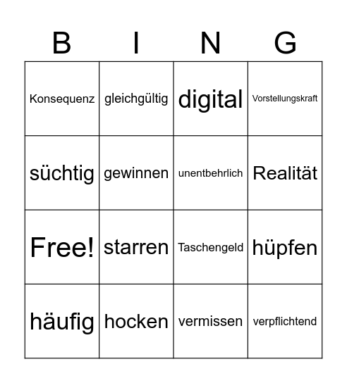 Synonym-Bingo Card