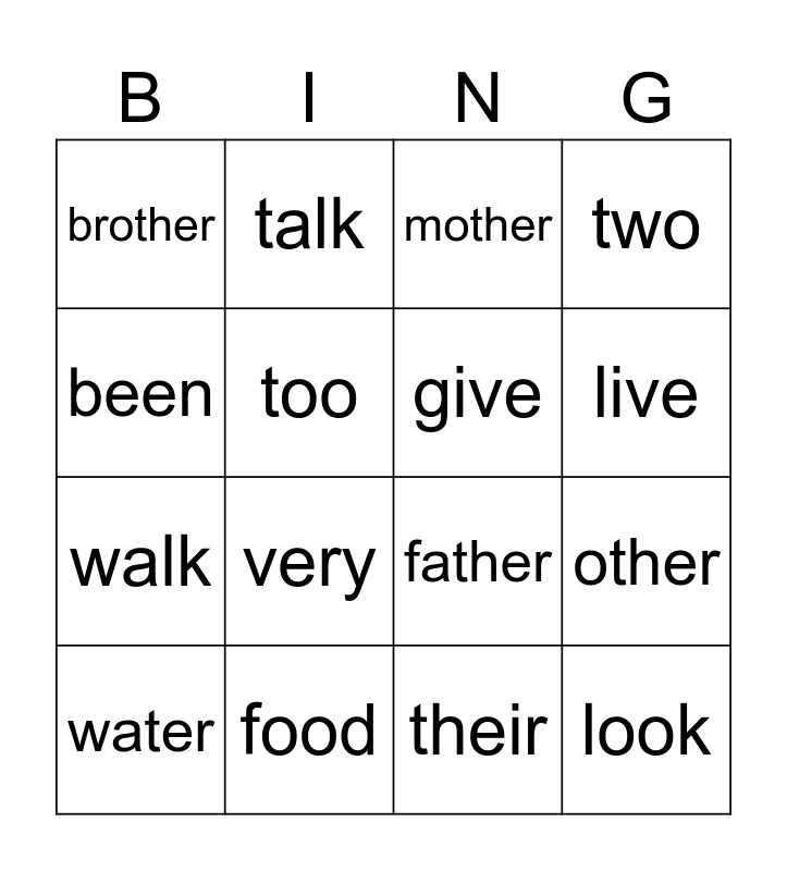 EXTENSION SIPPS 1-5 Sight Words Bingo Card