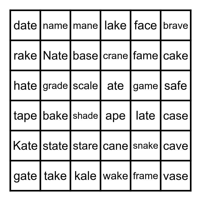 connect 4 for A-E Bingo Card