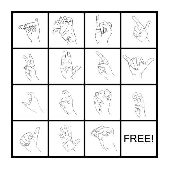 Handshape Bingo Card