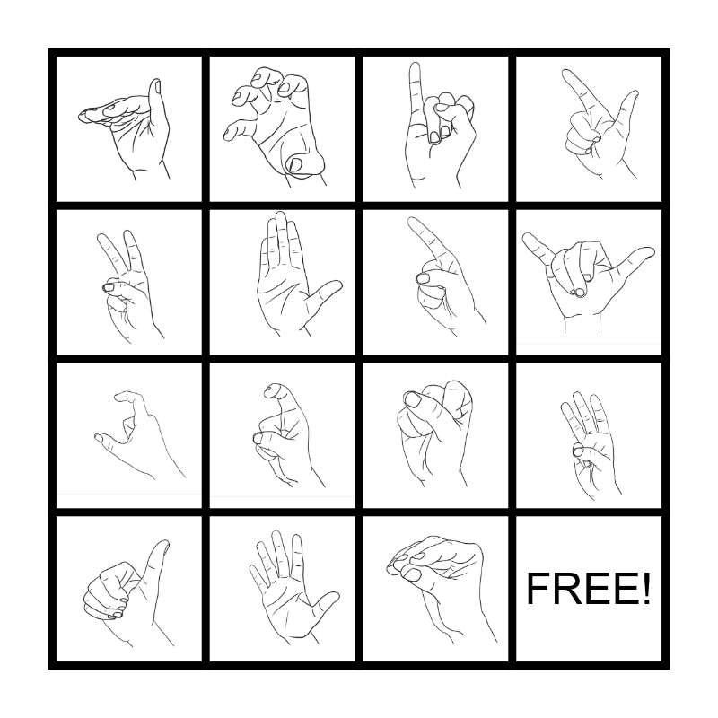 Handshape Bingo Card